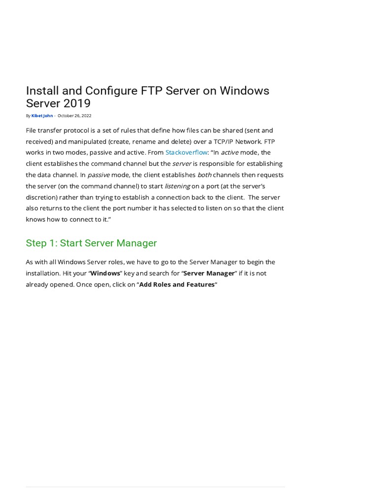 Install and Configure FTP Server On Windows Server 2019 - ComputingForGeeks | PDF