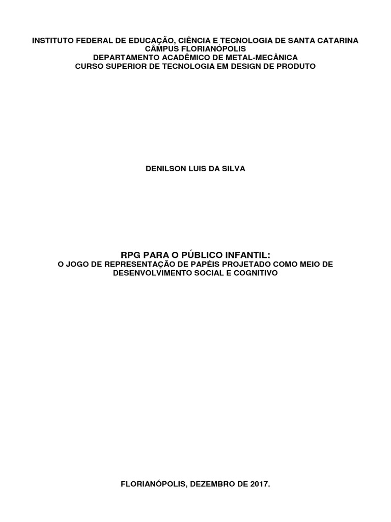 Denilson Luis Da Silva - TCC Design 2017-2 | PDF