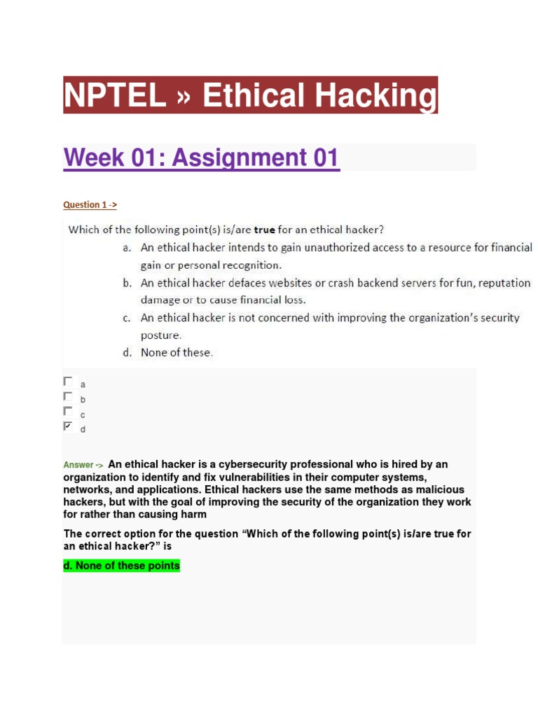 Ethical Haching Assignment Week-1 Assignment | PDF