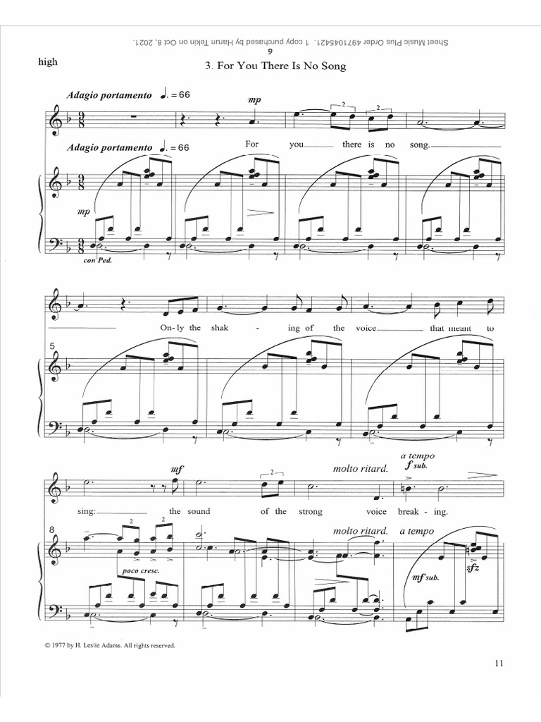 For You There is no Song (D minor) - Leslie Adams | PDF
