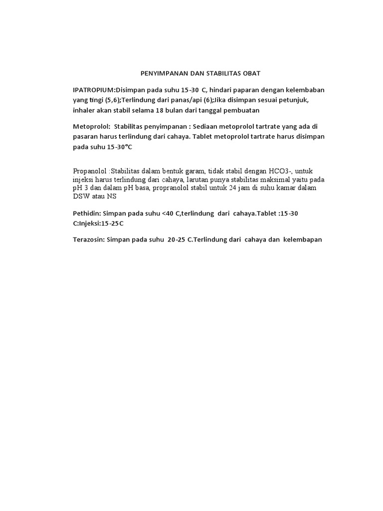 Penyimpanan Dan Stabilitas Obat Pdf Pengembangan Diri Kesehatan
