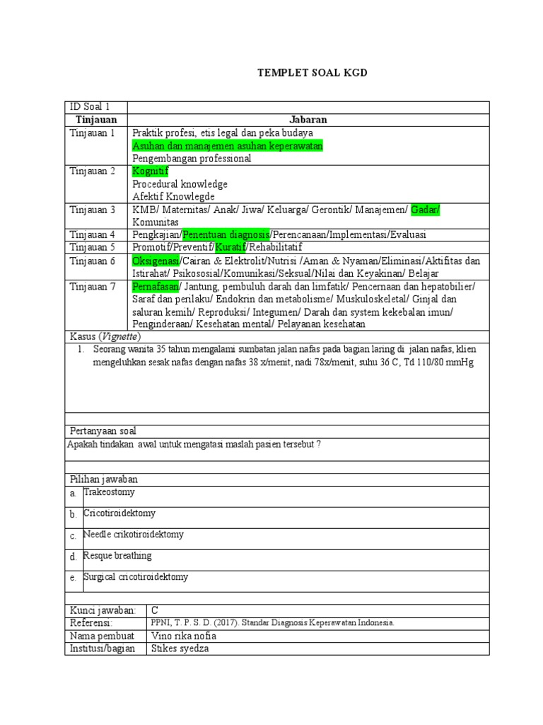 Soal KGD Syedza 15 | PDF