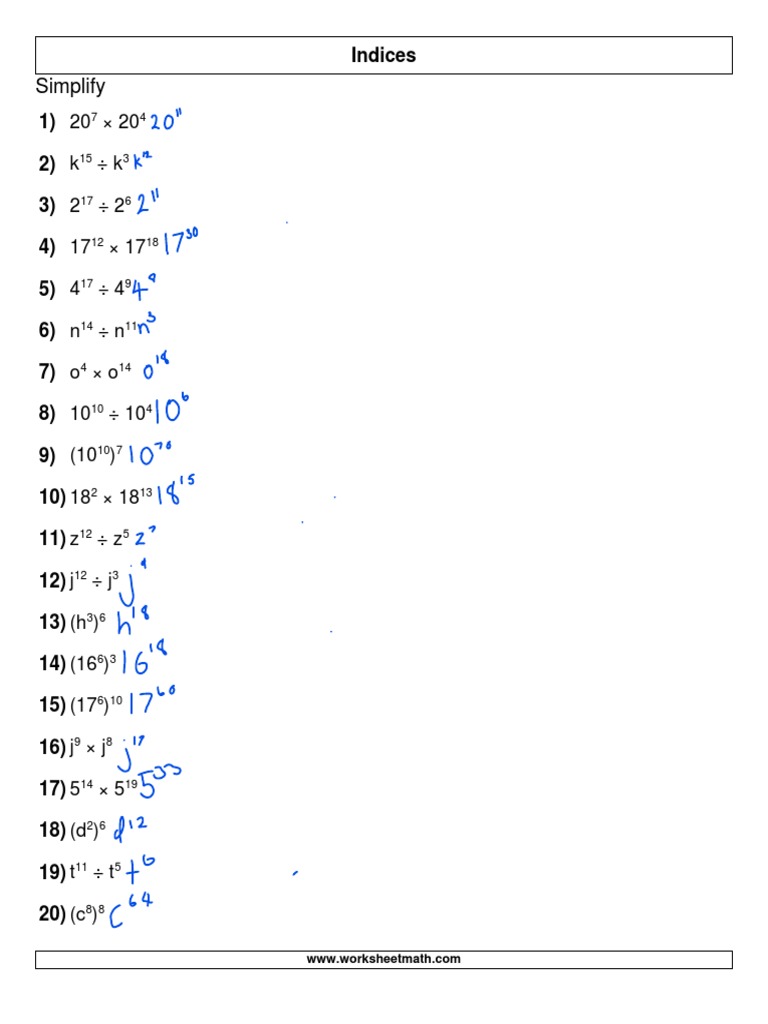 Simplifying Indices: Step-by-Step Guide | PDF | Teaching Methods ...