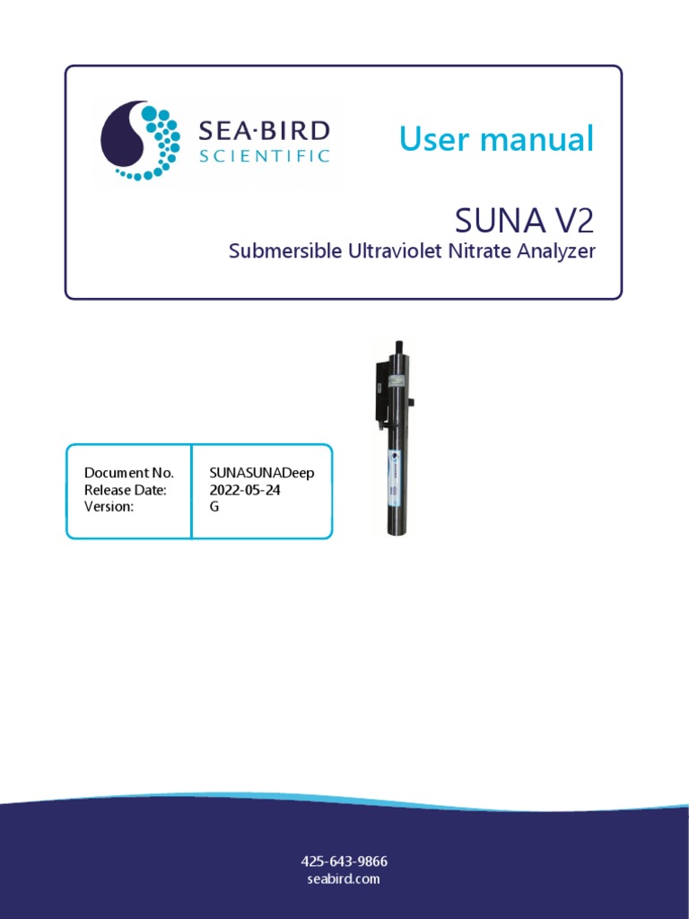 SUNA V2 Nitrate Analyzer Manual | PDF | Usb | Data