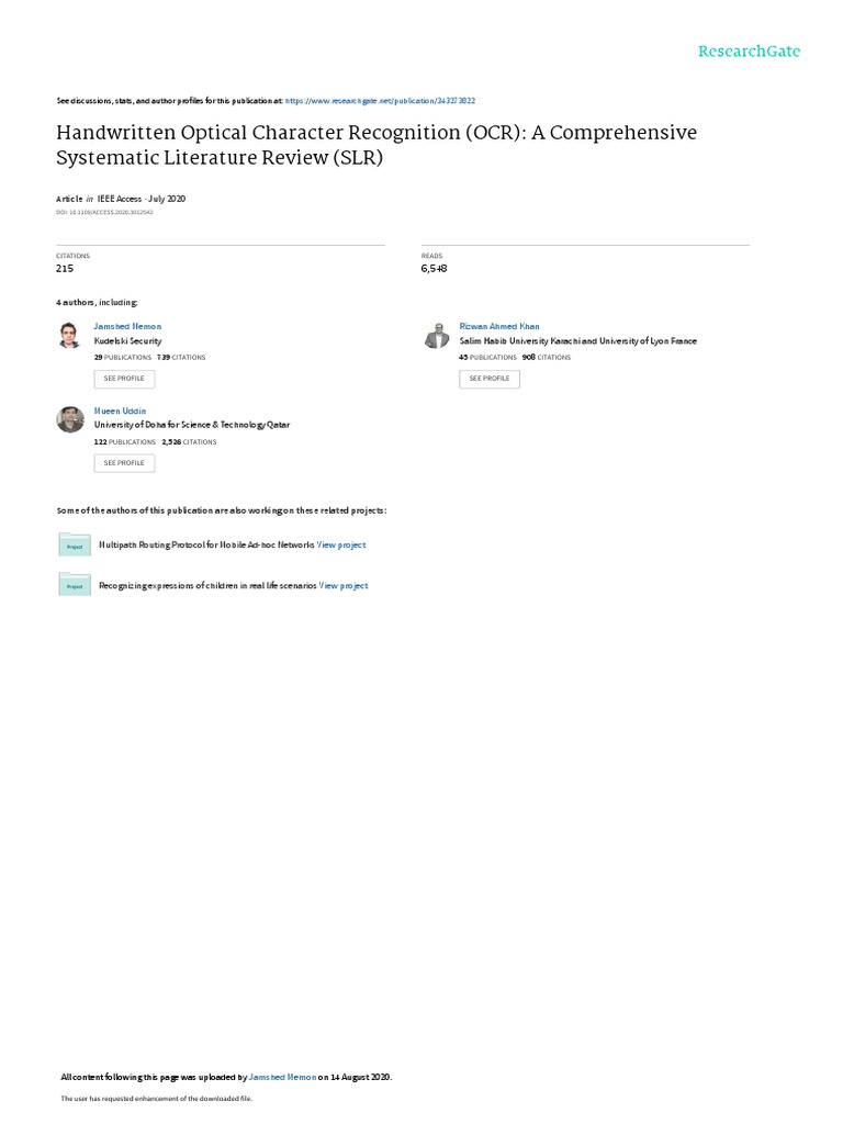 SLR Ocr | PDF | Optical Character Recognition | Artificial Neural Network