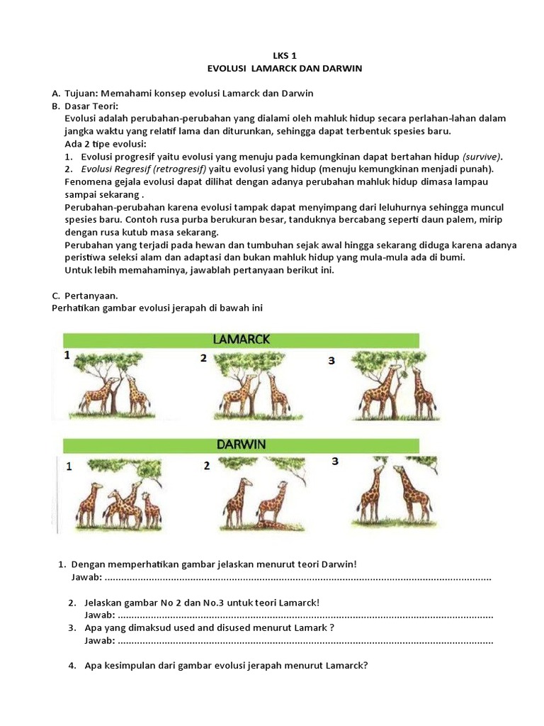 LKS 1 Evolusi Lamack Dan Darwin | PDF