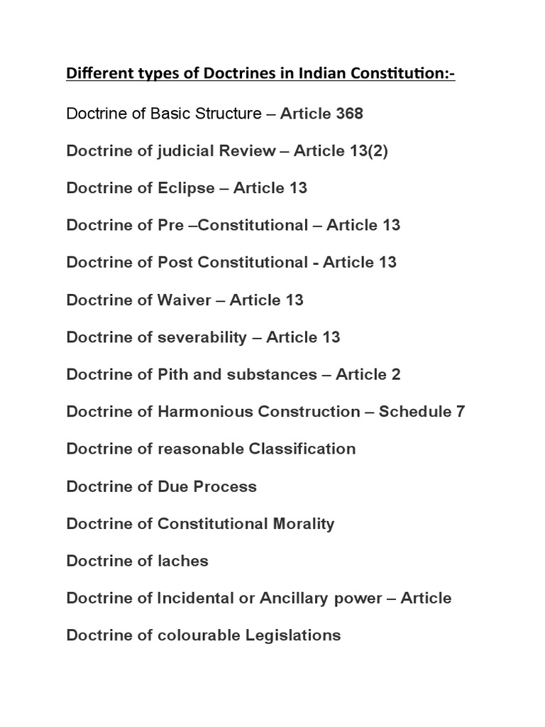 Different types of Doctrines in Indian Constitution | PDF