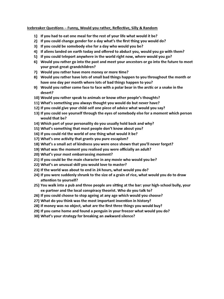 Icebreaker Questions | PDF