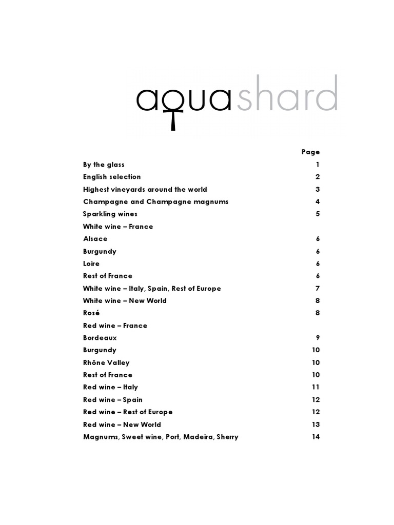 Aqua Shard Wine List July 23 | PDF