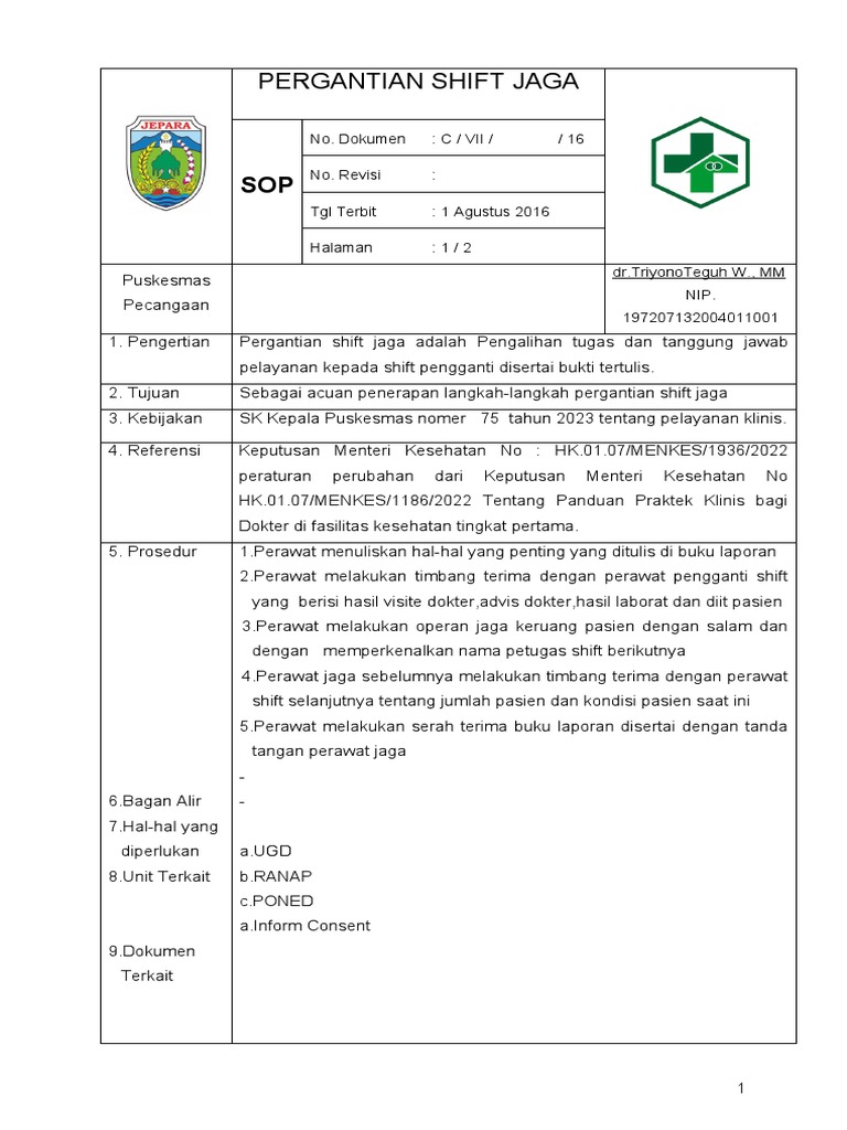Sop Pergantian Jaga | PDF