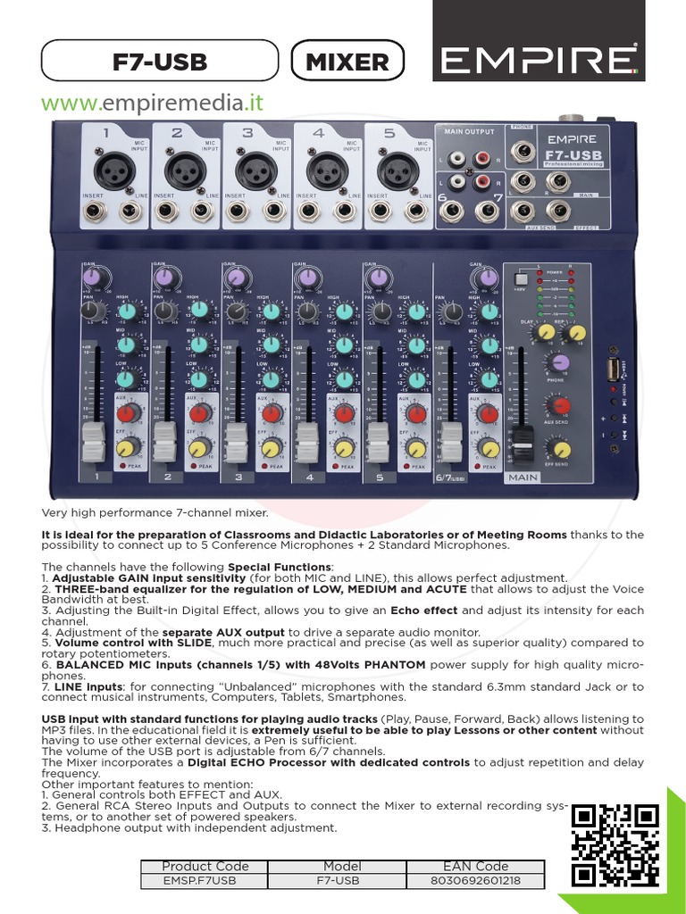 Mixer F7 USB ENG | PDF
