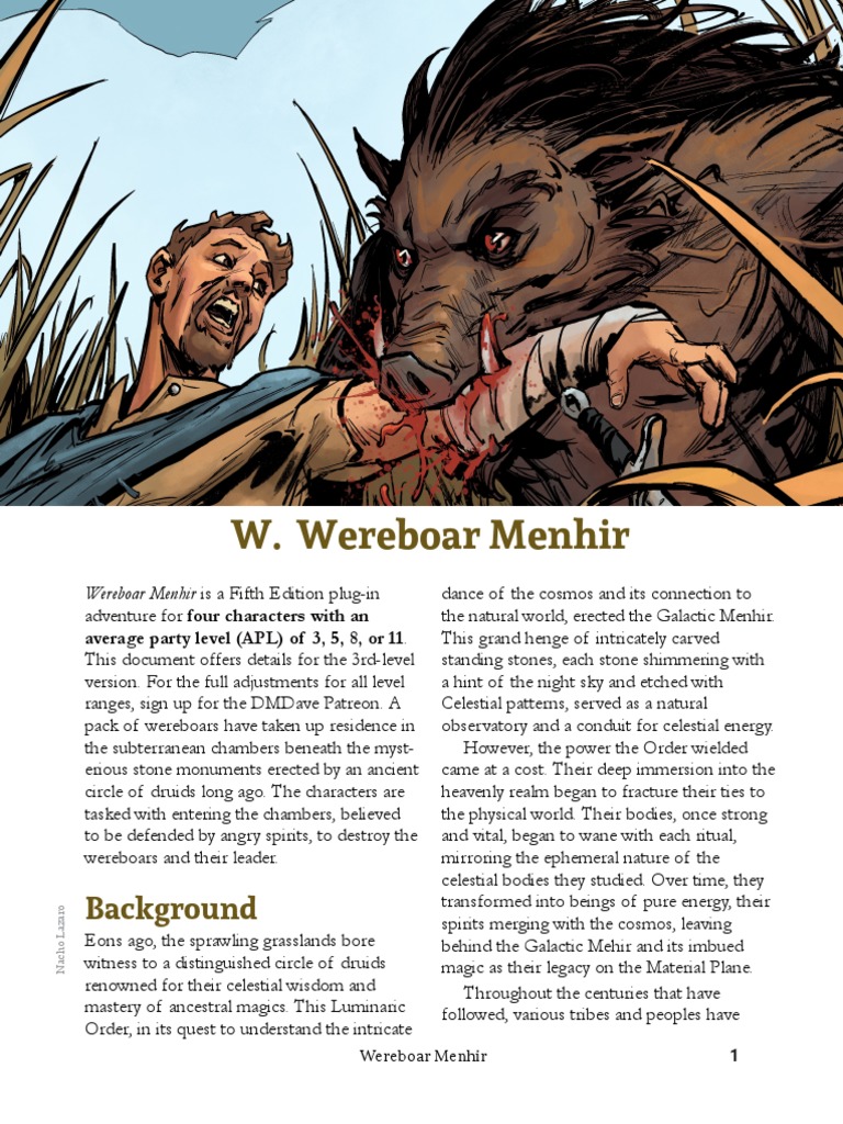 Wereboar Menhir Adventure Guide | PDF