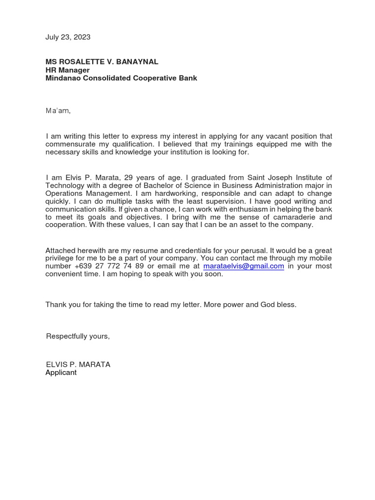 How To Write An Application Letter | PDF