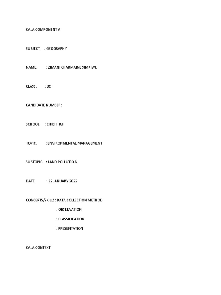 Cala Component A | PDF | Pollution | Waste Management