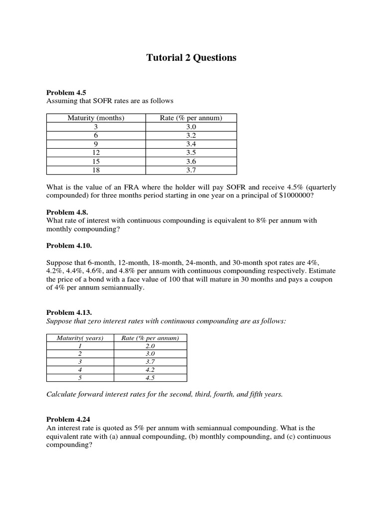 Tutorial 2 | PDF | Bonds (Finance) | Interest