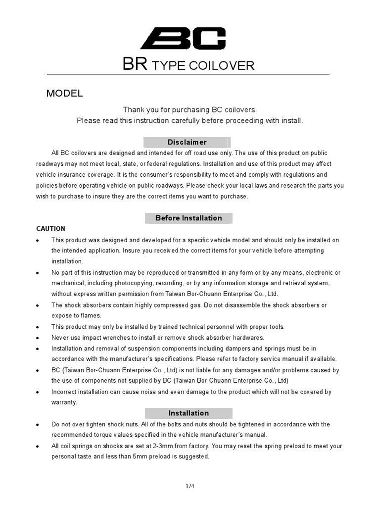 BR Instruction | PDF