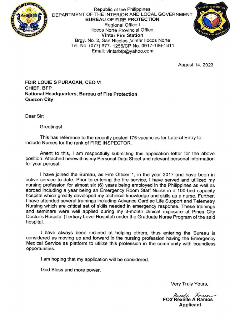 FO2 Ramos - APPLETTERandENDORSEMENT | PDF