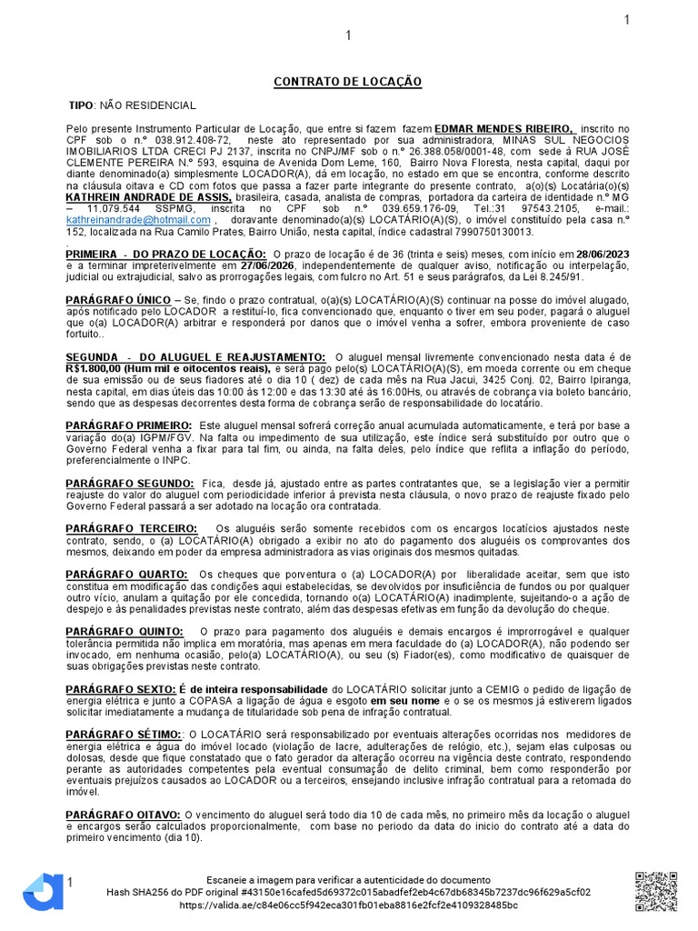 Contrato de Locação Comercial 2023 | PDF