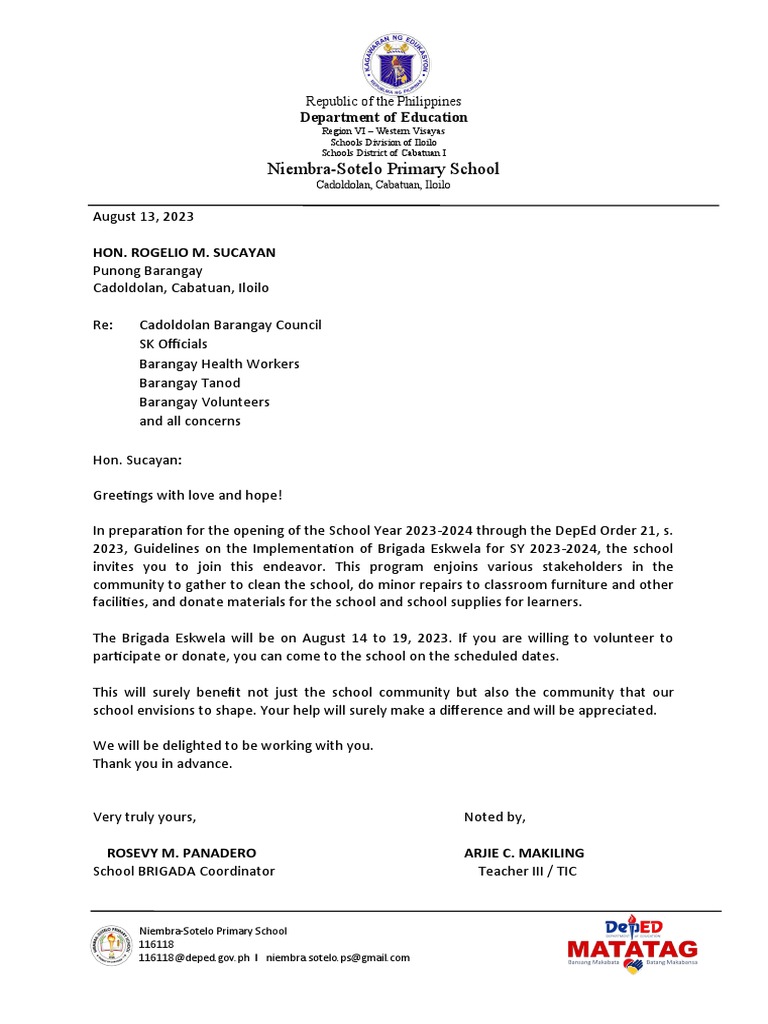 Letter For Brigada | PDF