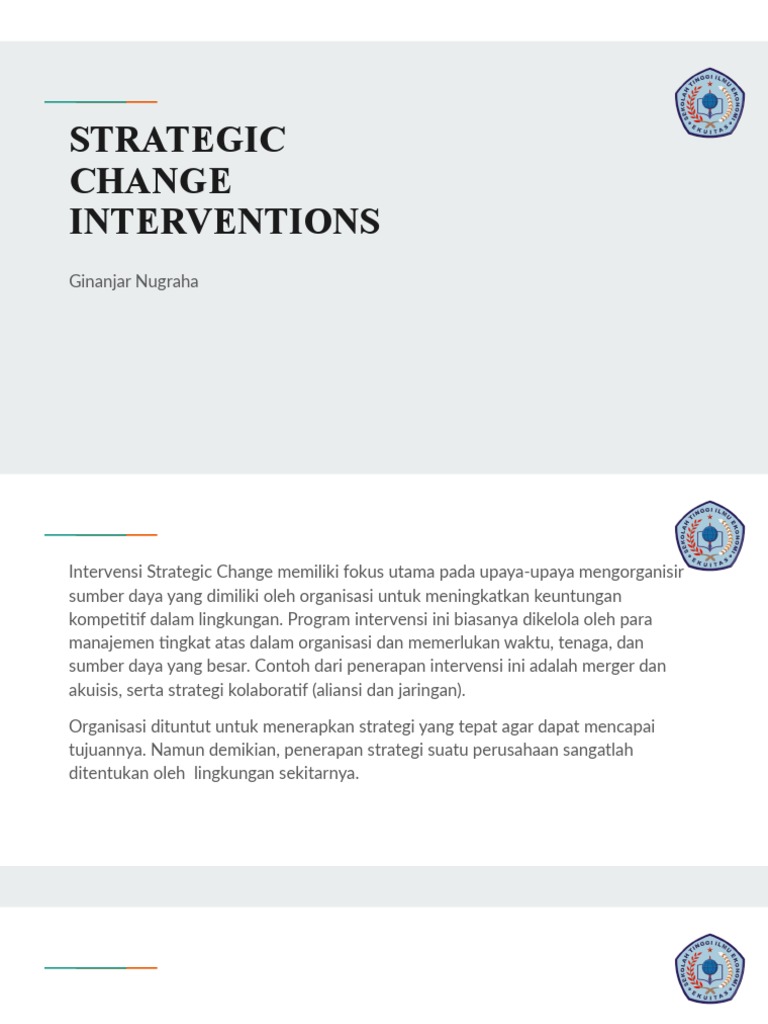 Presentasi Strategic Change Interventions | PDF