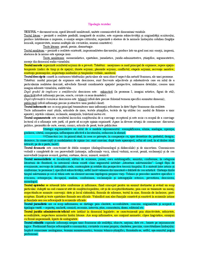 Tipuri de Texte | PDF