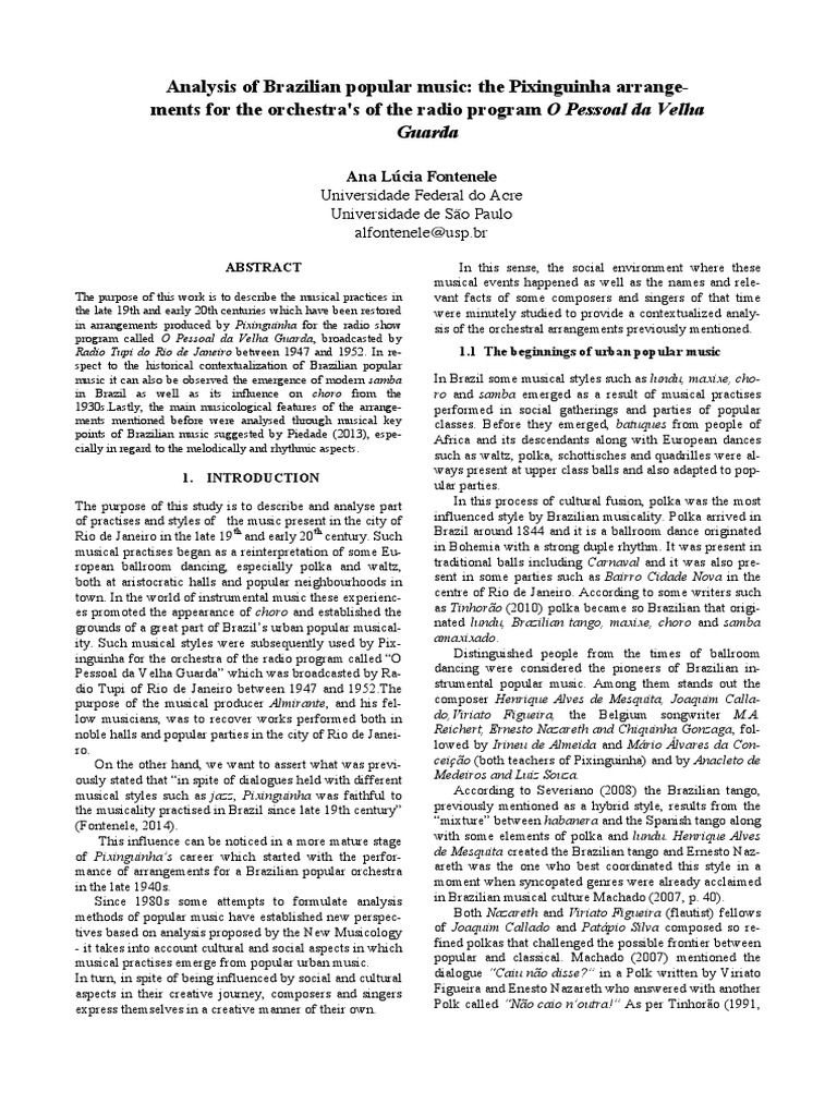 Analysis of Brazilian Popular Music The 3 | PDF | Performing Arts