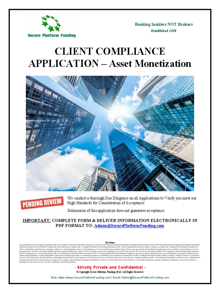 SPF Client Compliance Application BG SBLC MTN LTN Monetization | PDF ...
