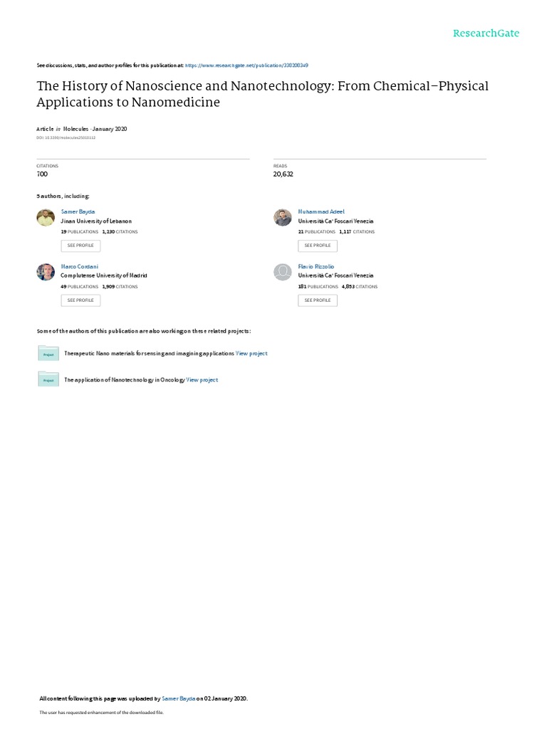History of Nanoscience and Nanotechnology | PDF | Nanotechnology | Scanning Tunneling Microscope