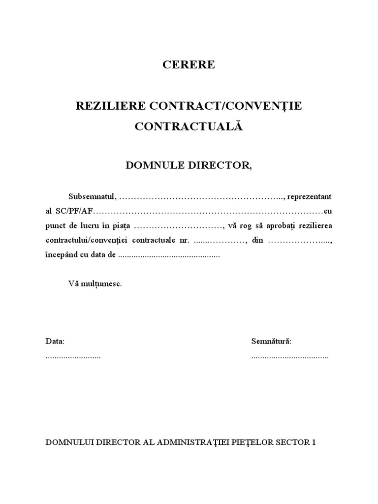 Formular Reziliere Contract | PDF