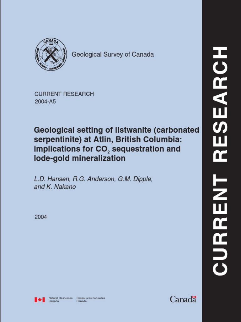 Geological Setting of Listwanite (Carbonated Serpentinite) at Atlin ...