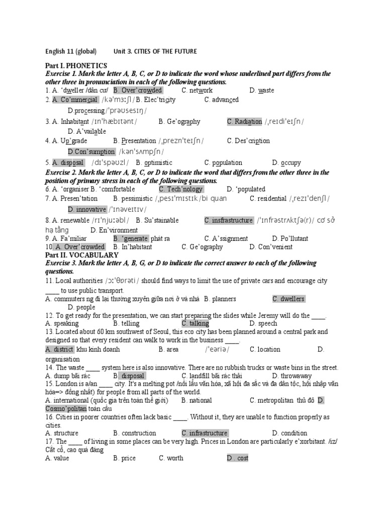 E11 Unit 3 Global Key | PDF