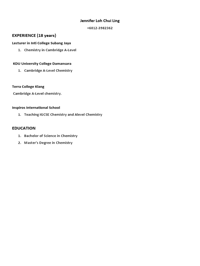 2022 Resume - Jennifer Loh | PDF