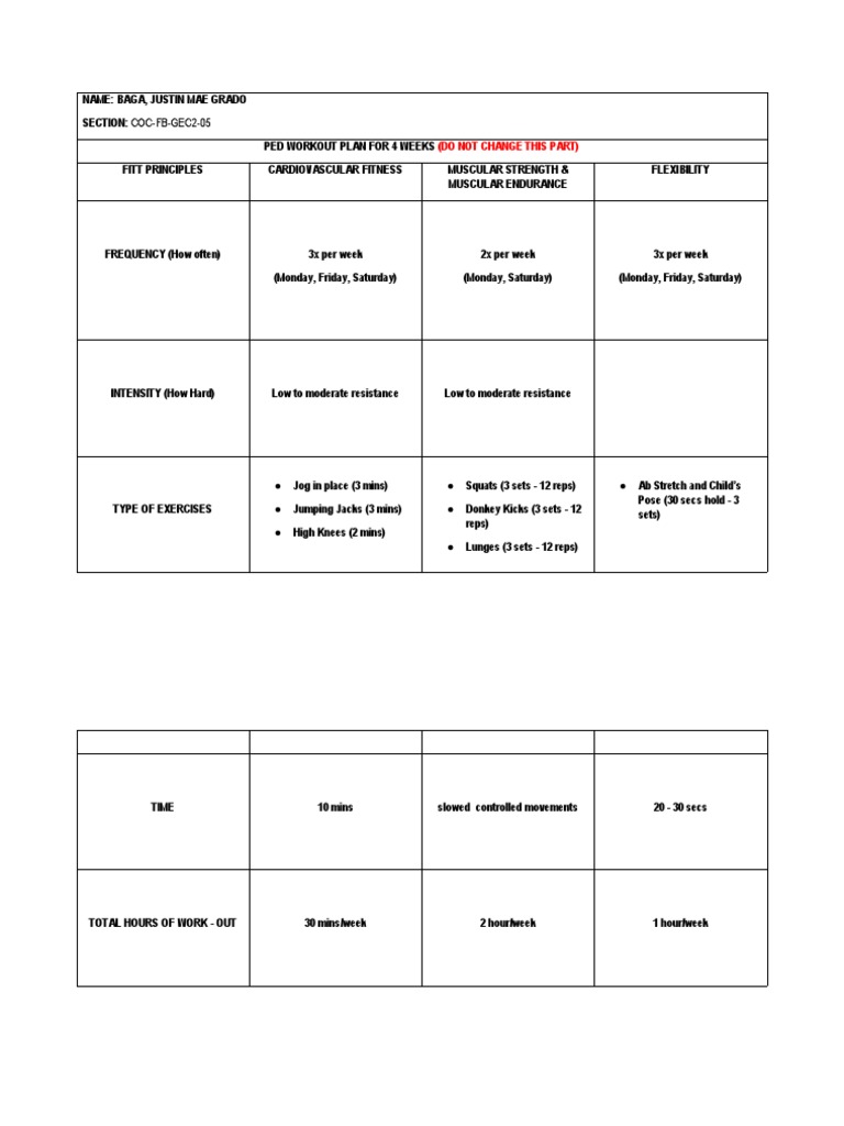 FITT WORKOUT PLAN | PDF