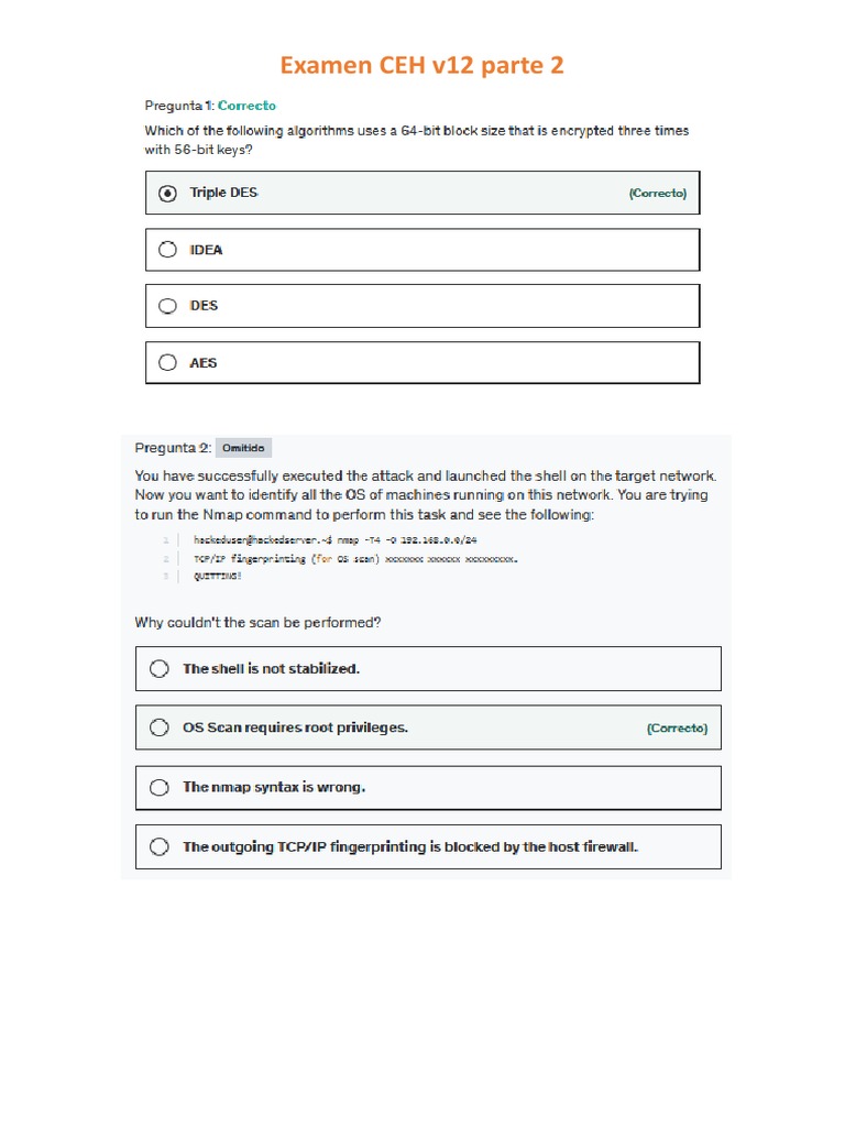 Examen Certificacion CEH v12 Parte 2 | PDF | Métodos e Materiais de ...