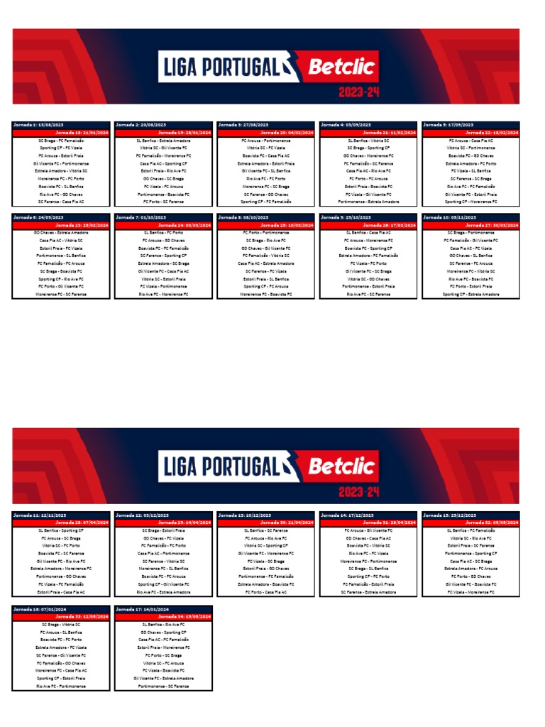 Calendario LP Betclic 2023 24 | PDF | Times de futebol | Clubes esportivos