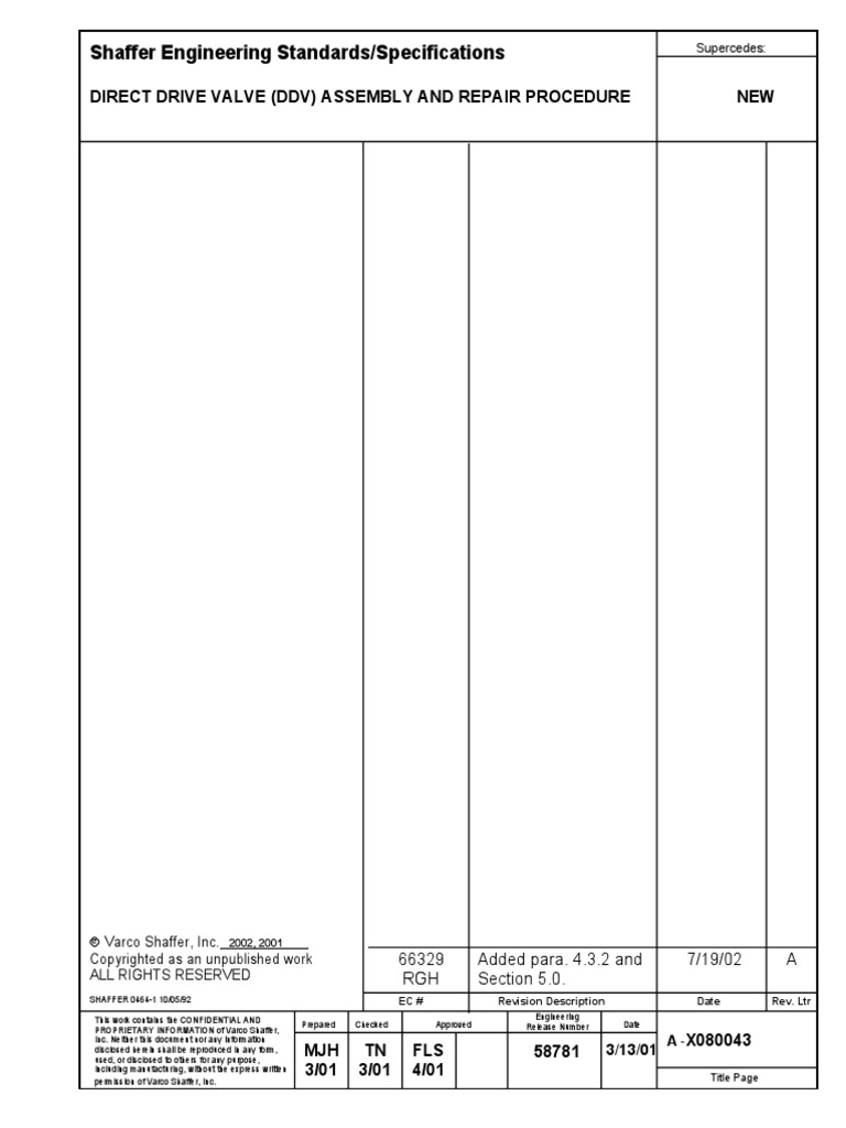 DDV ASS REPAIR PROCEDURE Ax080043 | PDF | Screw | Valve