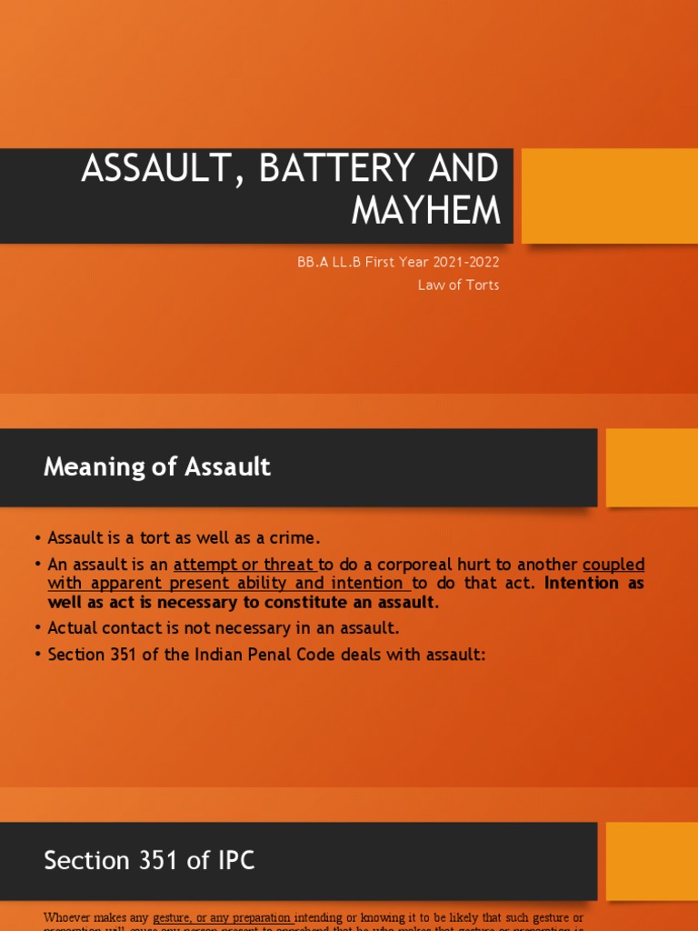 Assault, Battery and Mayhem | PDF