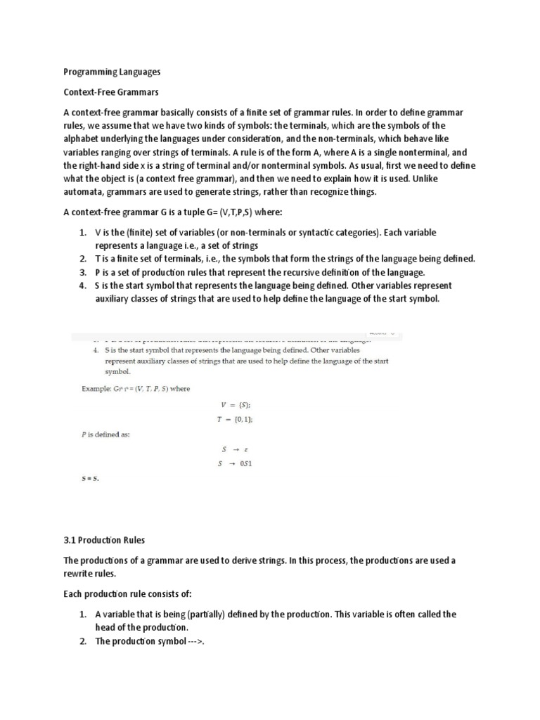Context-Free Grammars Programming Languages | PDF Context-Free Grammars Programming Languages | PDF