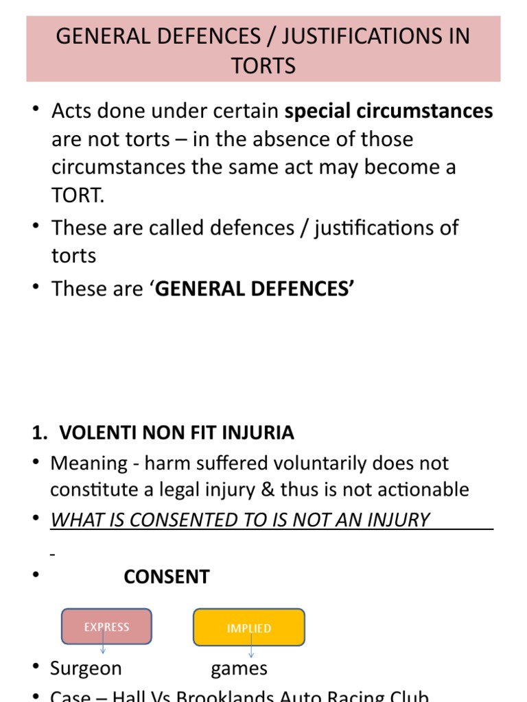 UNIT 2 A. General Defences in Torts | PDF | Sovereign Immunity | Tort