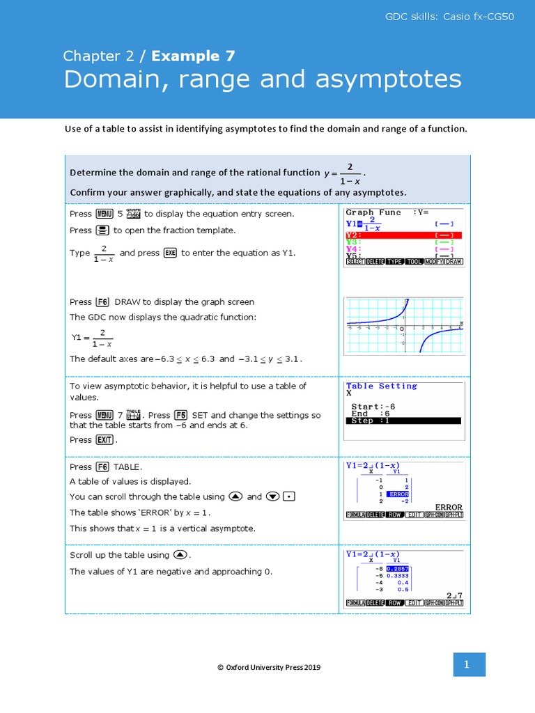 Domain, Range and Asymptotes: Chapter 2 / Example 7 | PDF | Asymptote ...