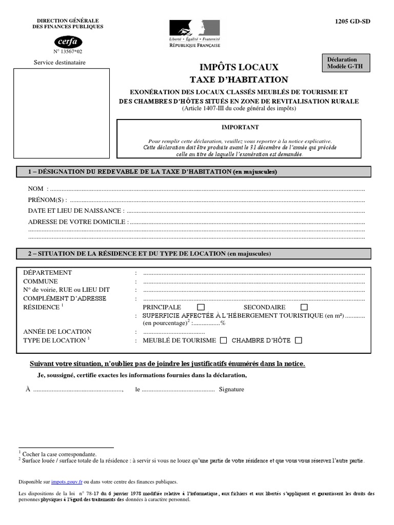 1205-gd-sd - 1278 EXONÉRATION DES LOCAUX CLASSÉS MEUBLÉS DE TOURISME ET ...