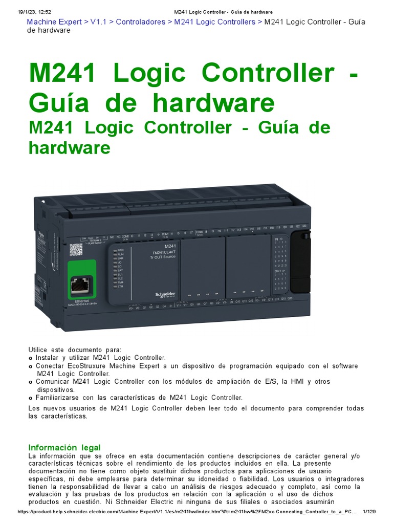 M241 Logic Controller - Guía de Hardware | PDF | Software | Almacenamiento de datos de la ...