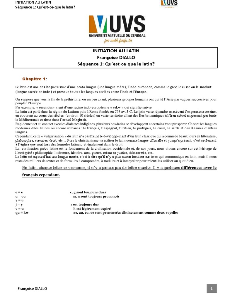 Seq1 Initiation Au Latin 2 | PDF