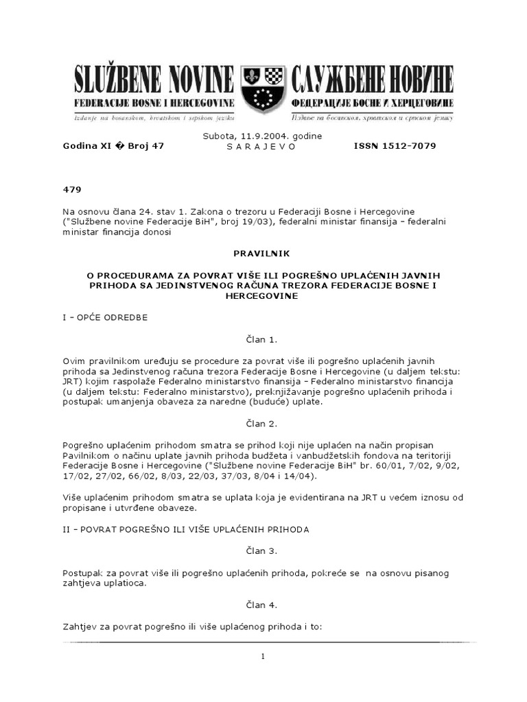 Procedure Za Povrat Fbih | PDF