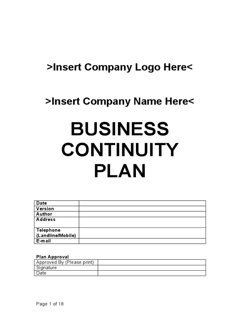 Business Continuity Plan Template 5 | PDF