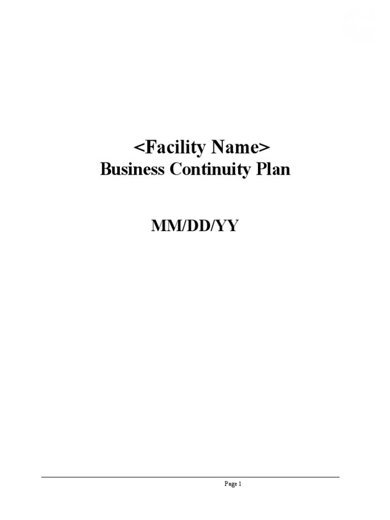 Facility Business Continuity Plan BCP Template | PDF | Disaster ...