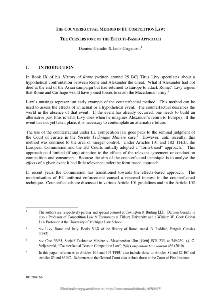 GERADIN - GIRGENSON - The Counterfactual Method in EU Competition | PDF | Damages | Competition Law