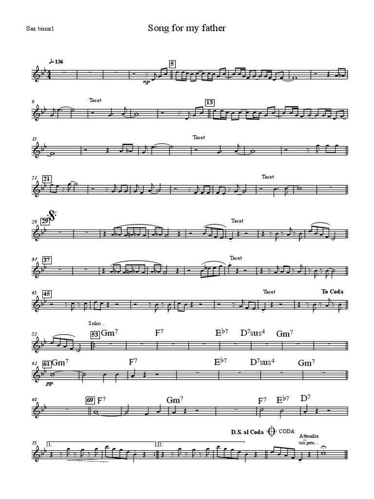 Song For My Father Tenor | PDF
