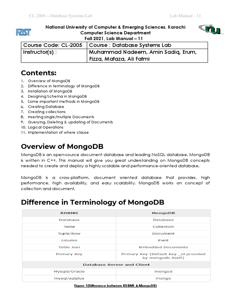 MongoDB - Lab 11 | PDF