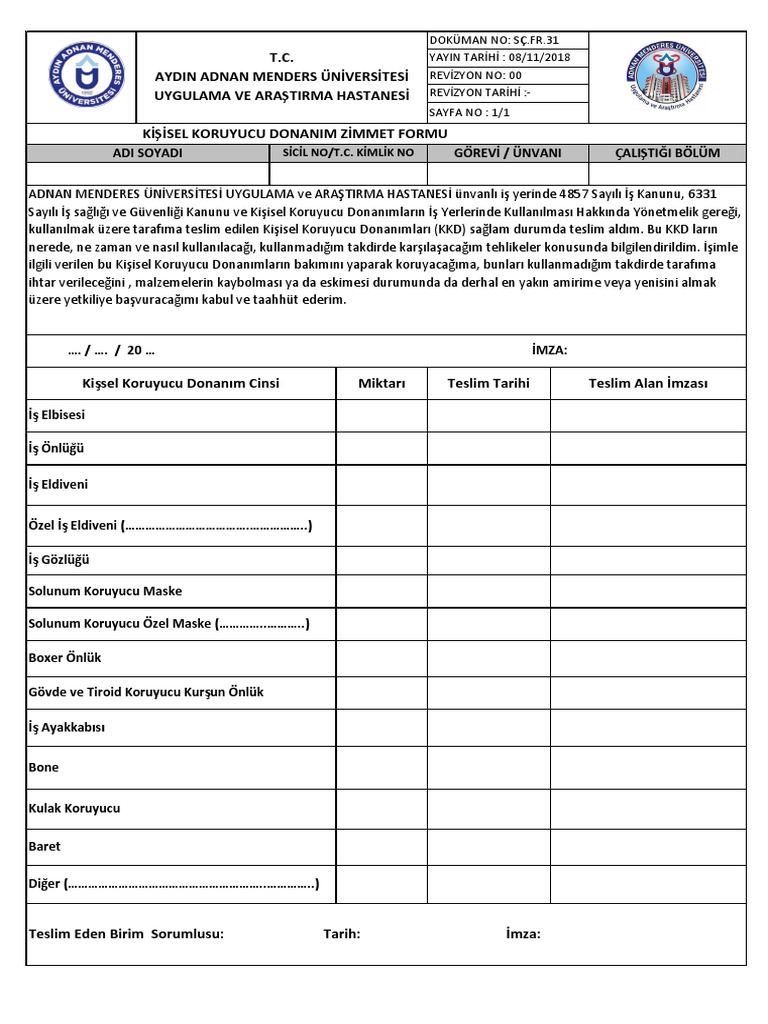 KKD Zimmet Formu | PDF